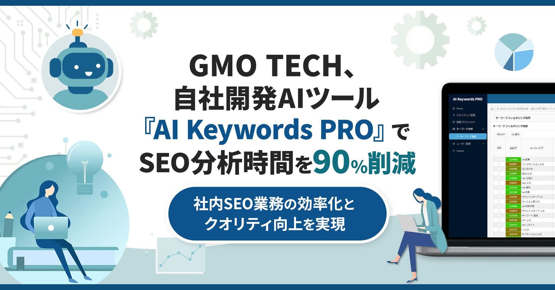 GMO TECH、自社開発AIツール『AI Keywords PRO』で SEO分析時間を90%削減 | GMOインターネットグループ株式会社