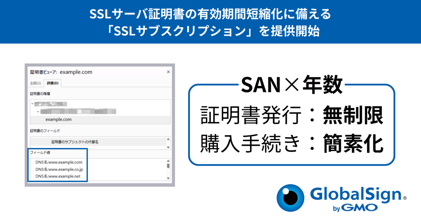 SSLサーバ証明書の有効期間短縮化に対応した 新ライセンスモデル「SSLサブスクリプション」提供開始 | GMOインターネットグループ株式会社